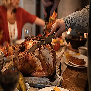 Thanksgiving Turkey & Roast Lifters, Stainless Steel Roaster Forks, Transfer Chicken or Ham Poultry Lifters Easily, Four Needle Meat Fork, Set of 2