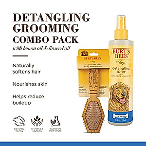 Burt's Bees for Dogs Natural Detangling Spray for Dogs and Double Sided Pin & Bristle Brush for Dogs - Burts Bees Dog Detangling Spray, Dog Brush, Dog Hair Detangler, Pin Brush, Dog Hair Brush