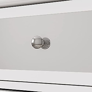 DiDuGo Sideboard with Glass Doors, Mirrored Storage Cabinet with 3 Drawers, Credenza Buffet with Wooden Legs, for Living Room Hallway White (55.1”W x 15.7”D x 35.4”H)