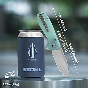 Kizer Amicus EDC Knife, 2.95 Inches Satin 9Cr18MoV Steel Blade Knife, G10 Handle Pocket Knife with Reversible Deep Carry Clip L3002A2, Natural