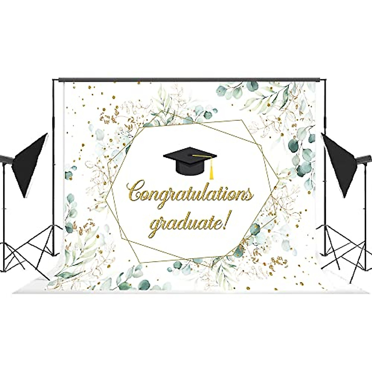 Lofaris Class of 2023 Graduation Backdrop Greenery Congratulations Graduates Background Green Eucalyptus Congrats Grad Prom Party Decor Cake Table Banner Photo Booth Props 7x5ft