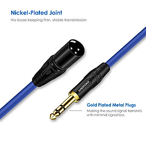 DREMAKE XLR Male to 1/4 Inch 6.35mm/6.5mm TRS Plug Balanced Interconnect Cable 3 Pack, 6 Foot XLR to Quarter inch Mic Cable for Mixing Console, AMP, Speaker System, Power Amplifier