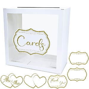 FALIZIFU White Card Box, Gift Card Box Holder Clear Card Box for Wedding Receptions, Retirements, Birthdays Party, Bridal & Baby Showers, Anniversaries