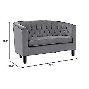 Modway Prospect Velvet Upholstered Contemporary Modern Loveseat In Gray