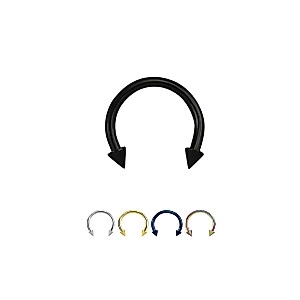 316L Surgical Steel Cone Spike Curved Barbell CBB Horseshoe Nose Ring Hoop 5 Pack 1/2" 14G