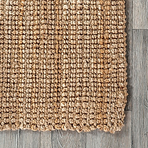nuLOOM Ashli Solid Farmhouse Jute Runner Rug, 2' 6" x 12', Natural
