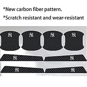 8PCS Carbon Fiber Compatible for Yankees Car Door Handle Scratches Protective Films Side Sticker Scratches Car Door Protector Films ，Suitable for Gift to New York Friends
