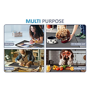 Welvet Under Sink Mat for Kitchen Waterproof 34”X22” Strong Under Sink Drip Tray, Holds Up To 3.3 Gallons water, Thick Cabinet Protector Liner for Kitchen & Bathroom, with Soap Dish & Sponge Brush