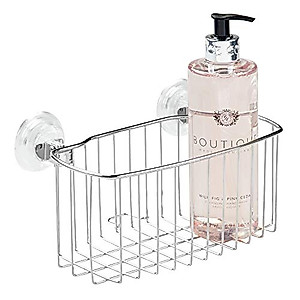 iDesign Reo Metal Power Lock Suction Rack for Bathroom, Kitchen Use