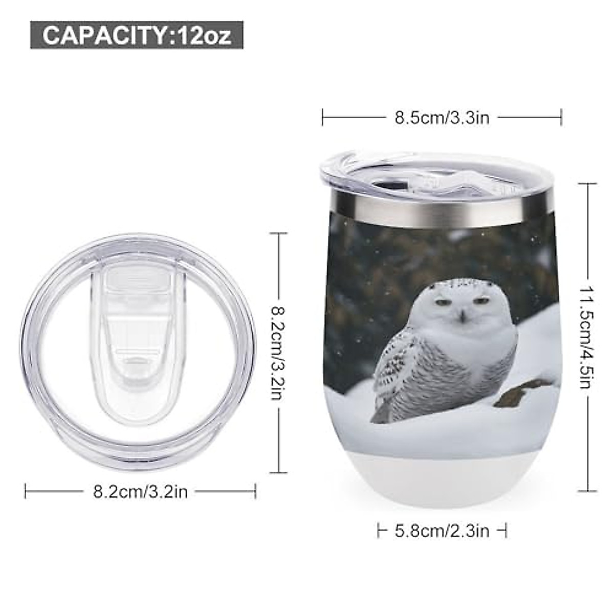 WYUSPGK 304 Stainless Steel Insulated Cup, Snow Owl Print Smooth Rim, Durable & Reusable - Perfect for Office, Home, And Travel