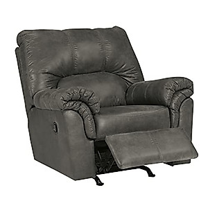 Signature Design by Ashley Bladen Faux Leather Manual Rocker Recliner, Gray