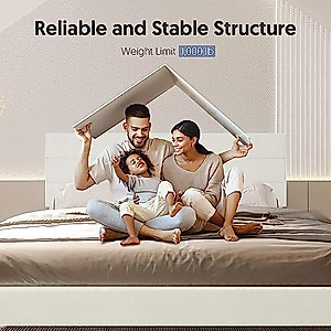 BONSOIR Queen Size Beige Color Modern Low Profile Upholstered Bed Frame with Tufted Headboard