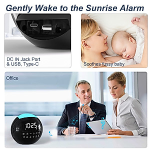 White Noise Machine with Alarm Clock for Bedrooms,Sound Machine for Sleeping with 42 Soothing Sounds,7 Night Light, Auto-Off Timer & Memory Function,Dimmer,Snooze,Digital Dual Alarm Clock for Kids