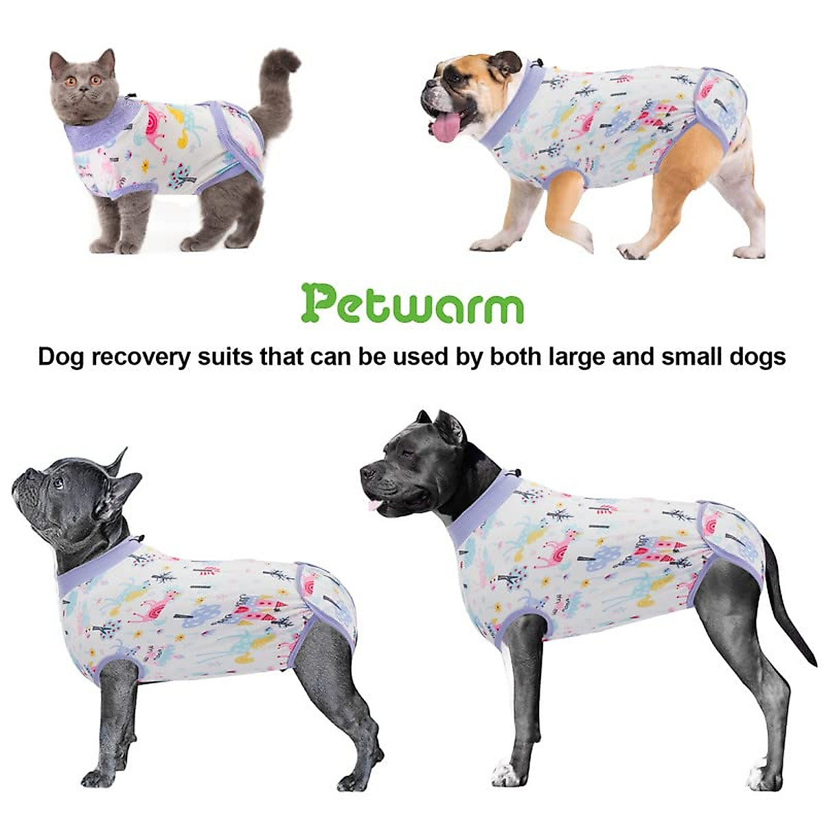 PetWarm Recovery Suit for Dogs, Dog Cat After Surgery Onesie for Male & Female Dogs, Post-Spay & Neuter, Weaning, Prevents Licking–Cotton Protect Dog Abdominal– Dog Cone & E-Collar Alternative,XS