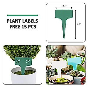 GROWNEER 15 Pack of 6, 8, 10 Inches Clear Plant Saucers Flower Pot Trays, with 15 Pcs Plant Labels, Plastic Plant Saucer Drip Trays for Indoor Outdoor Plants Garden