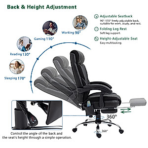 Duoku Massage Office Chair Big and Tall Desk Chairs with Wheels 350lb Comfortable Lumbar Support Computer Chair Ergonomic Executive High Back PU Leather Work Chair for Adults Women, Black
