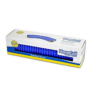 HoseCoil 3/8 inch Self Coiling Garden, Marine, RV, Outdoor Water Hose (25 feet, Blue)