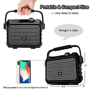 Portable Mini Bluetooth PA System with Wireless Headset Microphone 30W Personal Pa Speaker Rechargeable Voice Amplifier Supports Echo/FM Radio/AUX-in Mode/USB Input/TF Card