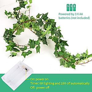 Minetom 2 Pack 6 Ft. Ivy String Lights - Battery Operated 72 LED Artificial Ivy Lights, Warm White Bedroom Vines Lights for Wall Room Window Wedding Indoor Party Festival Decor