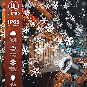 Christmas Snowflake Projector Lights Outdoor Led Snowfall Show with Remote Control Waterproof Landscape Decorative Lighting for Christmas Holiday Party Wedding Garden Patio