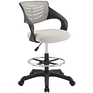 Modway Thrive Drafting Chair - Tall Office Chair for Adjustable Standing Desks in Gray