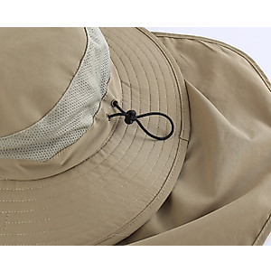 Home Prefer Mens Fishing Hat with Neck Protection UPF 50+ Sun Bucket Hat for Outdoor Hunting Gardening Khaki
