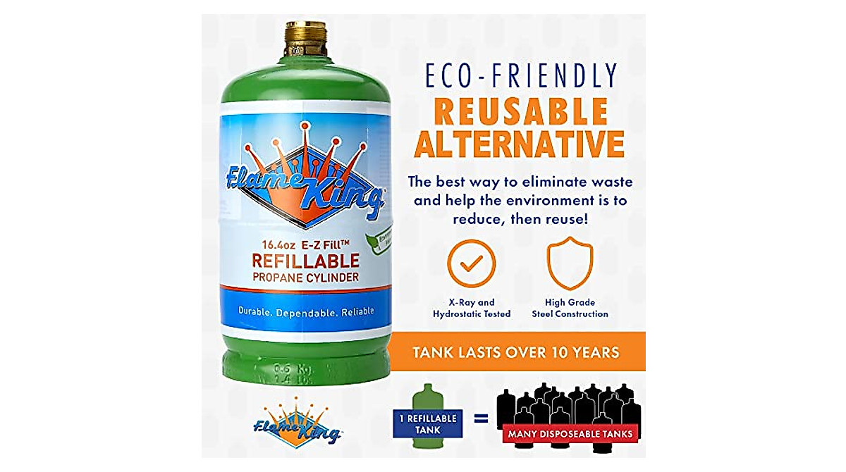 Refillable 1 lb Propane Cylinder - Eco-Friendly & DOT Certified