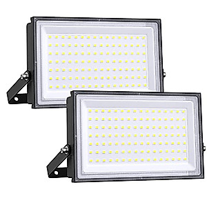 Onforu 2 Pack 100W LED Flood Light Outdoor, 8900LM Super Bright Outdoor Security Lights, IP66 Waterproof Flood Lights Outdoor, 6500K Daylight White Floodlight for Yard Garden Playground Basketball