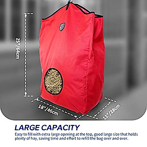 Harrison Howard Premium Durable Horse Hay Bag Slow Feed Hay Bag Waterproof Large Capacity Horse Tote - Red