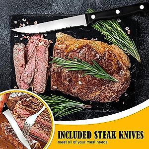 24-Piece Silverware Set with Steak Knives, Funnydin Forks and Spoons Silverware Set for 4, Food-Grade Stainless Steel Flatware Cutlery Set, Utensil Sets for Home Kitchen Restaurant, Dishwasher Safe