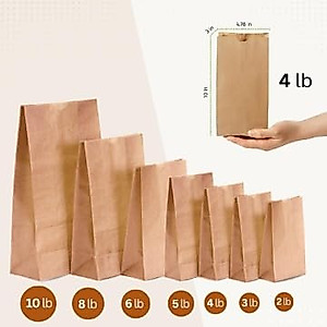 Kraft Paper Bags, 4 Lb Brown Paper Bags, (50 Count) (Brown #4)