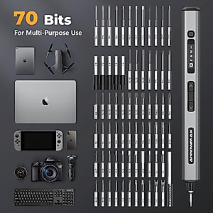 AM ARROWMAX Electric Screwdriver, 74 in 1 Mini Power Screwdriver Set w/ 70 Magnetic Bits, 5 Torque Modes, Red Dot, IF Winning Design, Rechargeable Small Cordless Screwdriver for Phone, DIY (SES ULTRA)