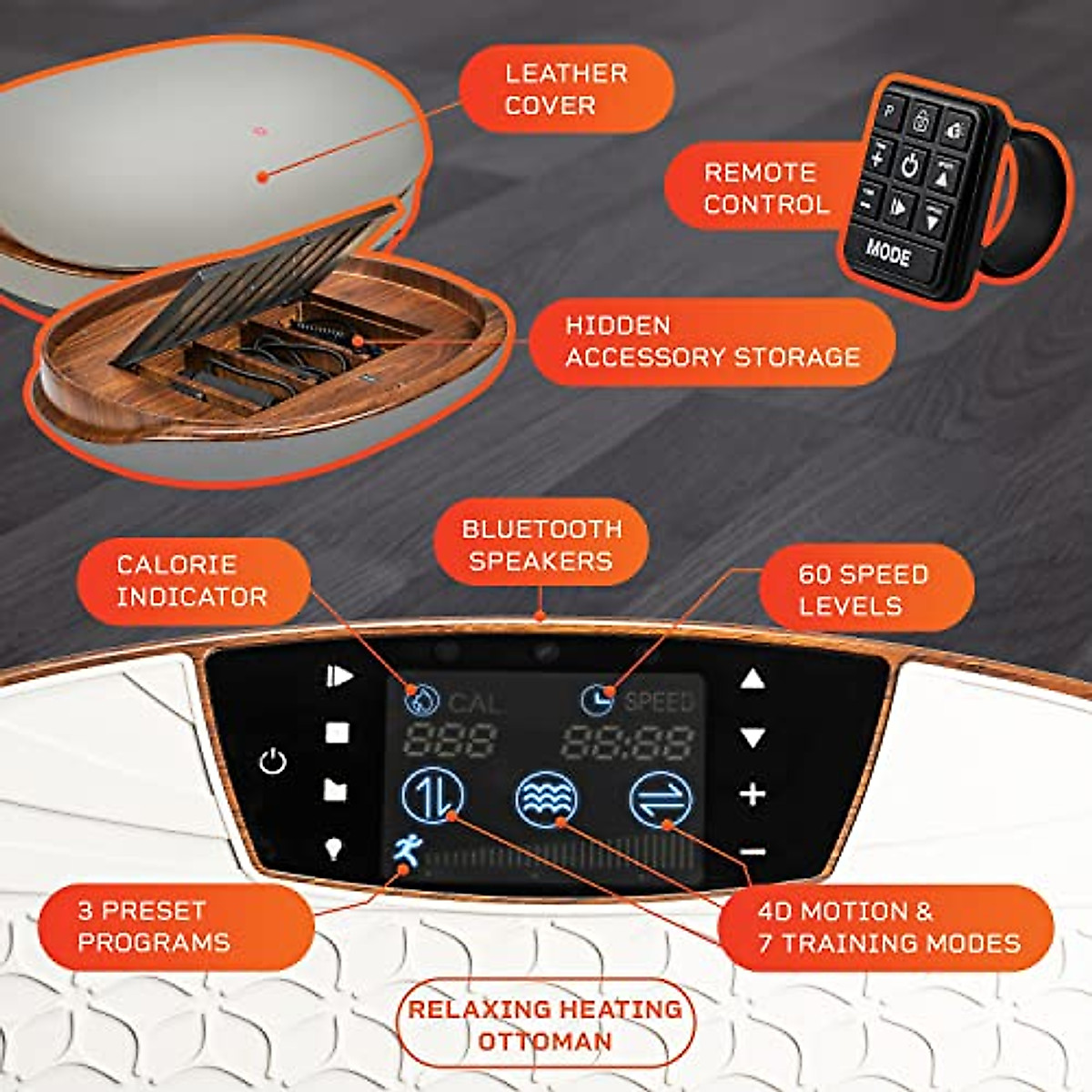 LifePro RelaxaVibe Vibration Plate Exercise Machine - Vibration Platform for Circulation & Metabolism Boost - Elegant Living-Room Vibration Machine - Whole Body Vibration Plate with Heated Ottoman