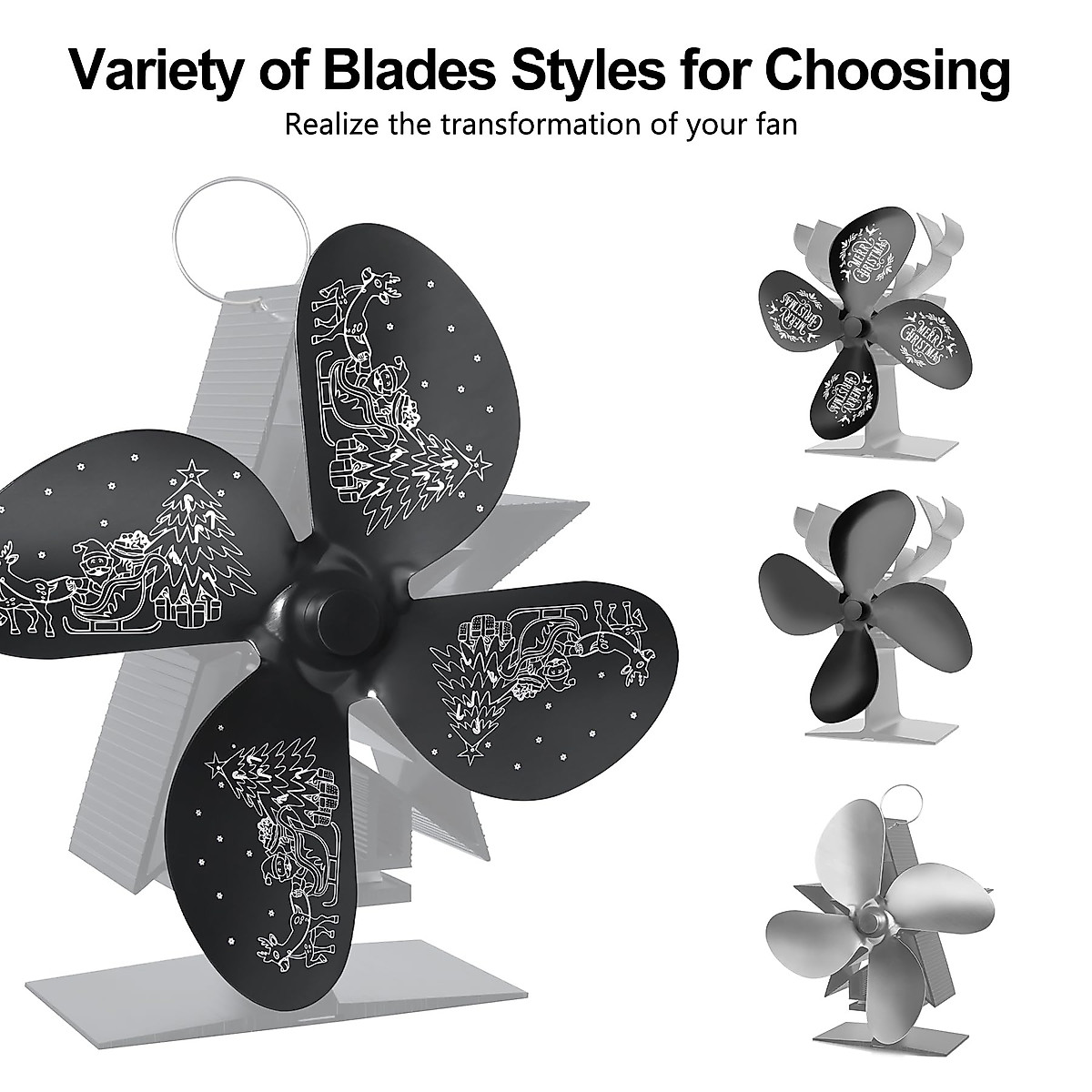 CONBOLA Heat Powered Wood Stove Fan Blade,Replacable Fireplace Fan Blades,Made of Aluminum Material Increases 80% More Warm Air Efficient Heat Distribution,Silent Operation .(TREE)