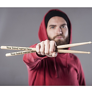 P Lab Personalized Drumsticks, 1 Pair of 5A or 5B Custom Engraved Wooden Drumsticks, Great Christmas Gift for Musician Drummer or For Your Band Musical Instruments Gift