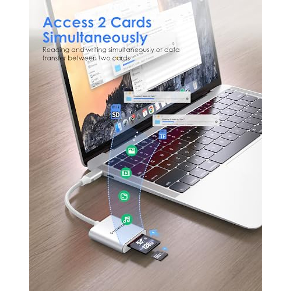 LENTION USB C to SD/Micro SD Card Reader, Type C SD 3.0 Card Adapter Compatible 2023-2016 MacBook Pro 13/15/16, New Mac Air/iPad Pro/Surface, More (CB-C8, Silver)