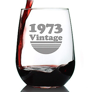 Vintage 1973-51st Birthday Stemless Wine Glass Gifts for Women & Men Turning 51 - Bday Party Decor - Large Glasses