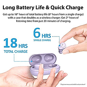 iLuv TB200 Purple True Wireless Earbuds Cordless in-Ear Bluetooth 5.0 with Hands-Free Call Microphone, IPX6 Waterproof Protection, High-Fidelity Sound; Includes Compact Charging Case & 4 Ear Tips