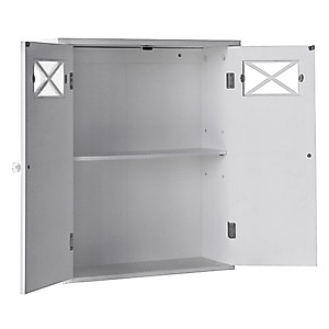 Elegant Home Fashions Dawson Removable Wooden Wall Cabinet with Cross Molding and 2 Doors, White