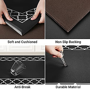 Mattitude Kitchen Mat [2 PCS] Cushioned Anti-Fatigue Kitchen Rug Non Slip Kitchen Mats and Rugs Waterproof Kitchen Rug Ergonomic Comfort Standing Mat for Kitchen, House, Floor, Sink, Office (Black)