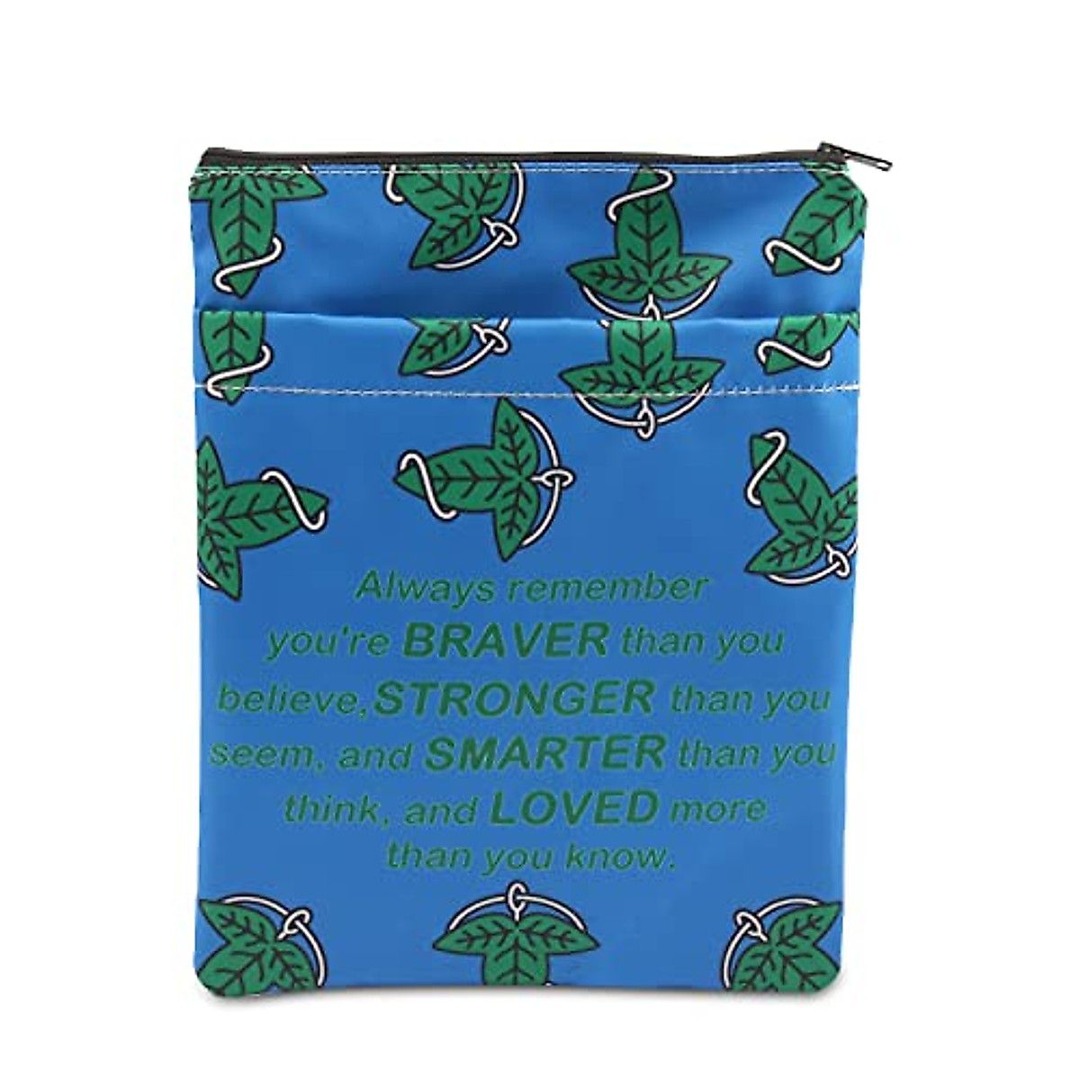 WSNANG Rings Movie Inspired Gift Elven Green Leaf Movie Book Sleeve with Zipper Movie Merchandise Book Protector Gift for Fans (Rings Always BS)