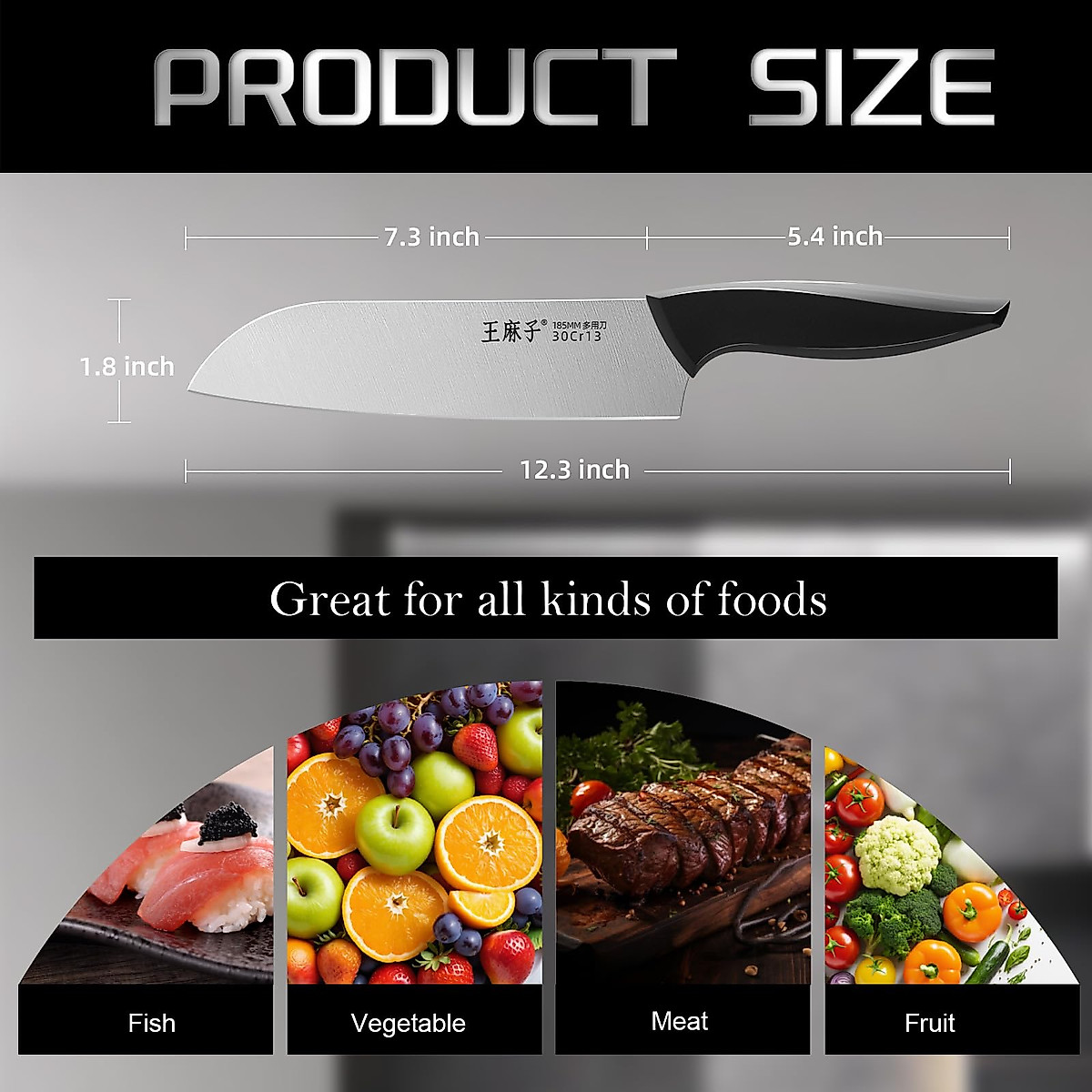 Chef Knife, 7IN Ultra Sharp Professinal Santoku Knife,German High Carbon Stainless Steel kitchen knives with Ergonomic Handle Design,Kitchen essentials for Chopping Vegetable and Cooking