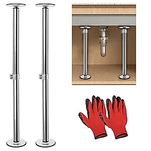 Undermount Sink Brackets, Stainless Steel Adjustable Sink Legs Installation and Repair Kit Support System with Waterproof Gloves for Kitchen, Bathroom(16.1-28.7inches)