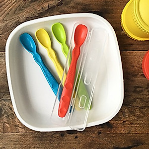 Re Play Made in the USA 4PK Infant Spoons With Travel Case - Green, Red, Yellow, Blue (Preschool)