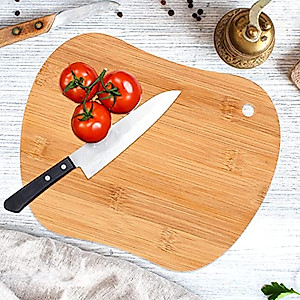 BESTonZON Wooden Cutting Board Charcuterie Boards Kitchen Chopping Board with Hole Bread Serving Board Fruit Serving Platter for Kitchen for Meat Bread Vegetables Apple