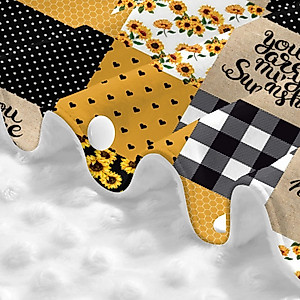 Personalized Sunflower Plaid Baby Infant Car Seats Canopy for Babies with Name, Custom Multi-use Blankets for Baby Boys Girls, Minky Nursing Breastfeeding Stroller Cover Canopies for Newborn