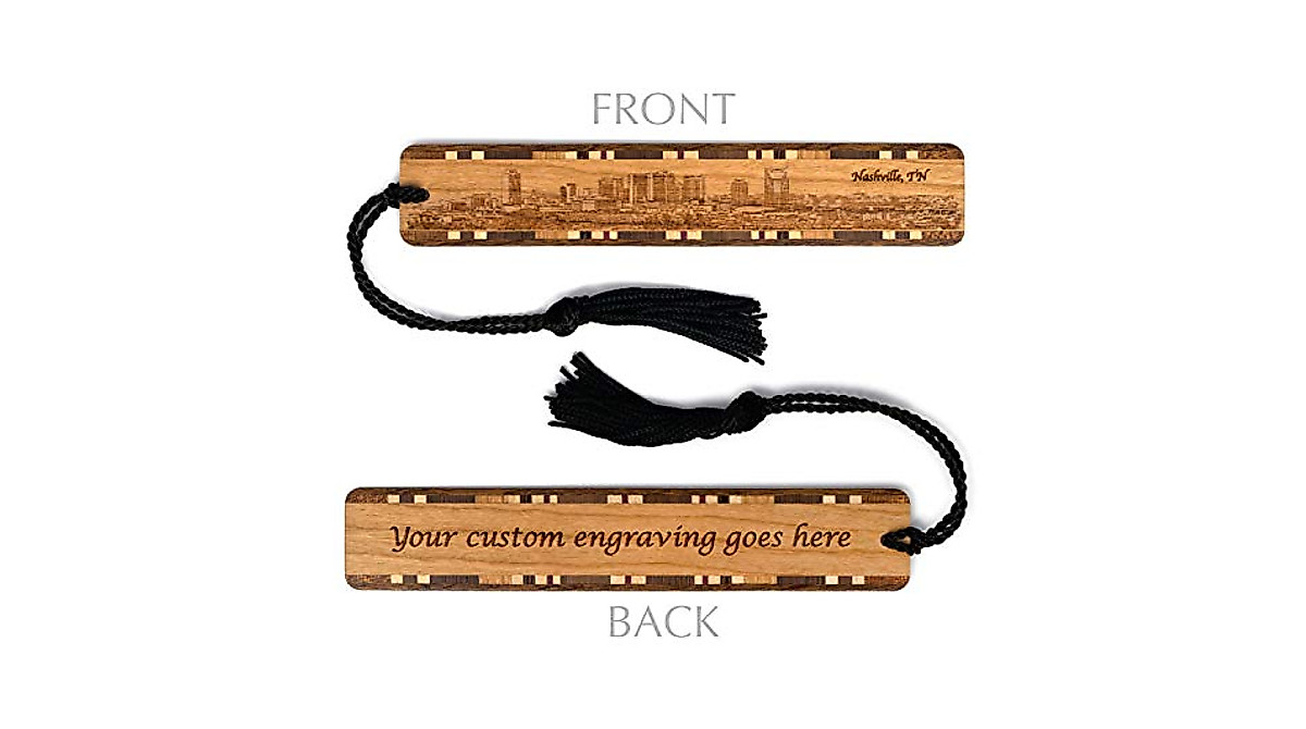 Personalized Nashville Skyline Wooden Bookmark | Handmade in USA