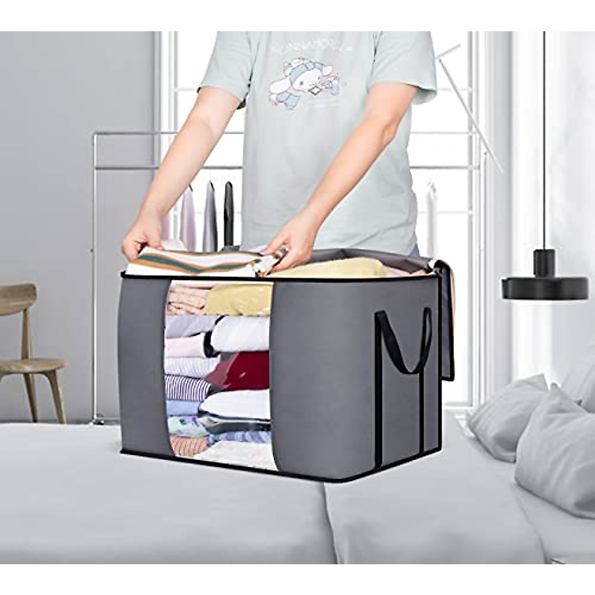 SLEEPING LAMB120L 1Pack Large Storage Bag Organizer Bundle 100L 3Packs Comforter Storage Bag for Closet