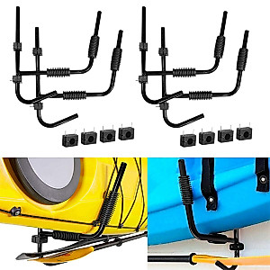 Tengchang 2 Pairs Kayak Storage Wall Mount Rack Ladder Surfboard Canoe Steel Folding Hanger