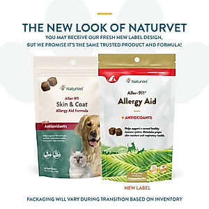 NaturVet – Aller-911 Skin & Coat Allergy Aid Plus Antioxidants – 90 Soft Chews – Supports Immune System, Skin Moisture & Respiratory Health – Enhanced with Omegas, DHA & EPA – for Dogs & Cats